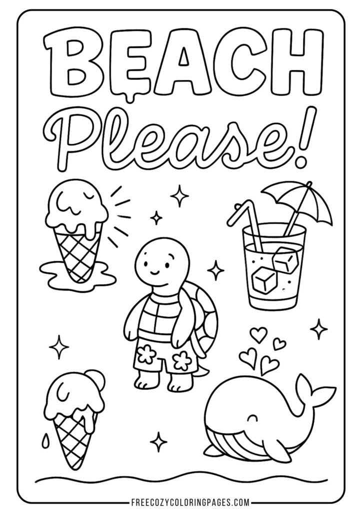 Beach Coloring Pages (10 Free Printable PDFs) - freecozycoloringpages.com